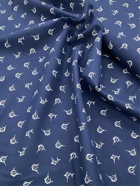 Swordfish on Blue | Peter Horton Textiles Fabric - 1 Metre – Fabric ...