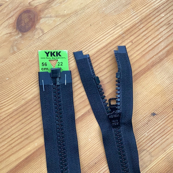YKK Heavy Weight Open End Zip 56cm 22inch (580) Black – Fabric Mouse ...